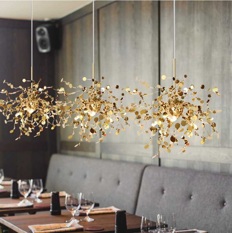 Modern Gold Pendant Lights Led Hanging Lamp For Dining Room Kitchen Li ...