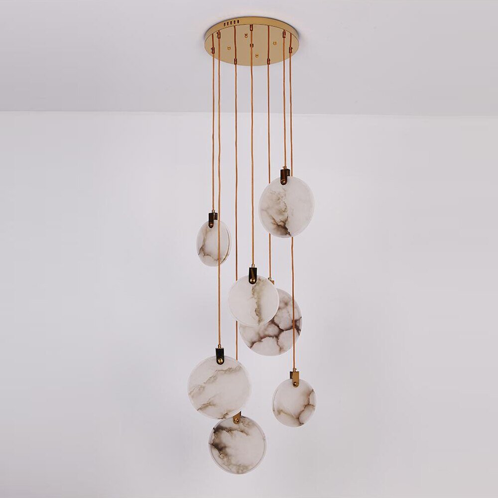Modern Marble LED Chandelier Lamp Long Staircase Chandeliers Pendant L ...
