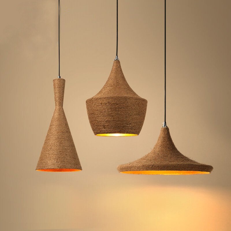 Set Of 3 Pendant Light Lamp Shade Retro Nordic Hemp Rope Loft Home Ind ...