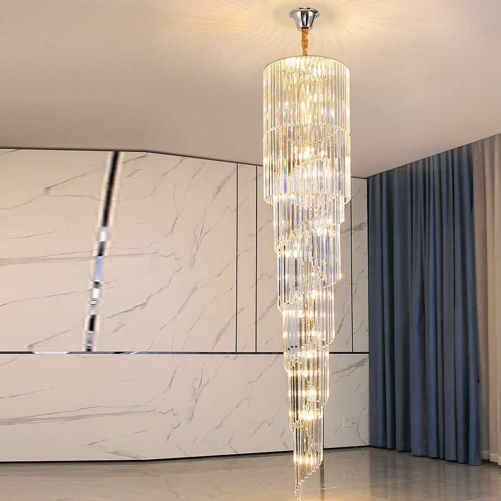 Design en spirale Longs lustres en cristal LED Lustre Hanglamp Luminai ...